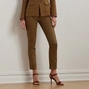 Ralph Lauren Coated High-Rise Straight Ankle Jean Honey Tan