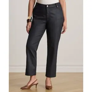 Ralph Lauren Coated High-rise Straight Ankle Jean - Navy Coated