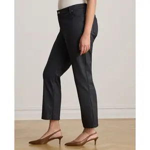 Ralph Lauren Coated High-rise Straight Ankle Jean - Navy Coated