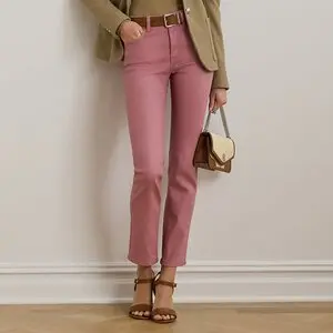 Ralph Lauren Coated High-Rise Straight Ankle Jean Rose Mauve