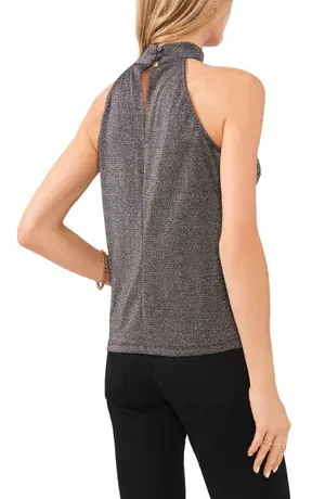 1.State Metallic Halter Neck Knit Top