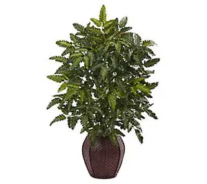 NEARLY NATURAL Bracken Fern With Decorative Planter Nearly Atural - One-color
