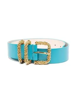 By Far Katina Leather Buckle Belt - Blue
