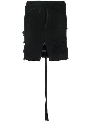 Rick Owens Distressed Denim Mini Skirt