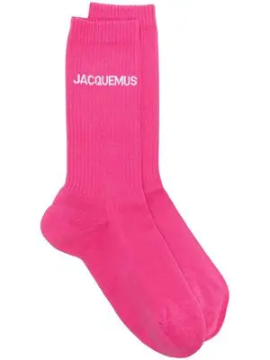 Jacquemus Les Chaussettes Logo-intarsia Socks - Pink