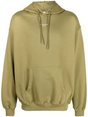Drole De Monsieur Slogan-print Hoodie - Green