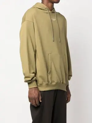 Drole De Monsieur Slogan-print Hoodie - Green