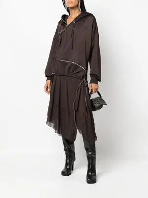 DIESEL® D-abanazip Chiffon-panelled Hooded Sweater Dress