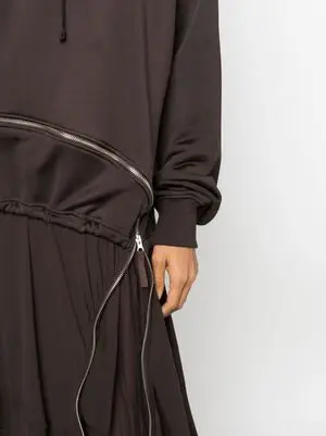 DIESEL® D-abanazip Chiffon-panelled Hooded Sweater Dress