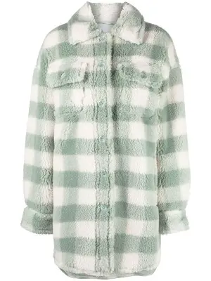 STAND STUDIO Checked Faux Shearling Coat