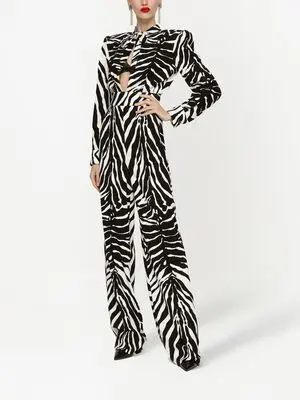 Dolce & Gabbana Zebra-print Stretch-silk Jumpsuit