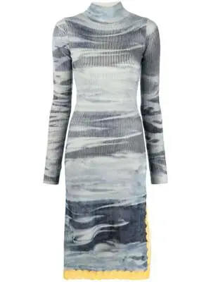 DIESEL® Tie-dye Ribbed Knit Midi Dress