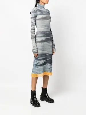 DIESEL® Tie-dye Ribbed Knit Midi Dress