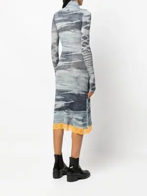 DIESEL® Tie-dye Ribbed Knit Midi Dress