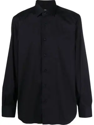 BARBA NAPOLI Long-sleeved Cotton Shirt - Blue