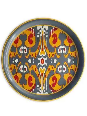 LES-OTTOMANS Abstract-print Hand-painted Tray - Grey