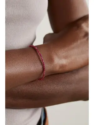 Jia Jia Net Sustain Birthstone 14-karat Beaded Bracelet - Red