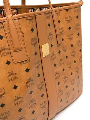 Mcm Large Liz Reversible Tote - Brown