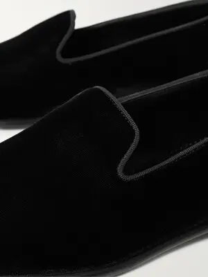 Manolo Blahnik Mario Grosgrain-trimmed Velvet Loafers