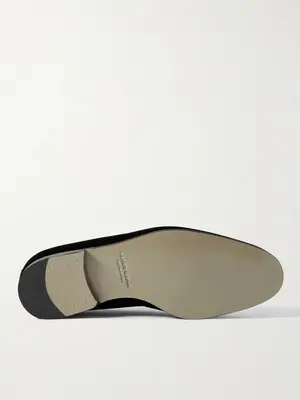 Manolo Blahnik Mario Grosgrain-trimmed Velvet Loafers