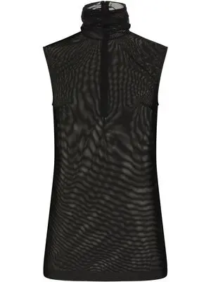Dolce & Gabbana Dg-logo Roll-neck Tulle Blouse