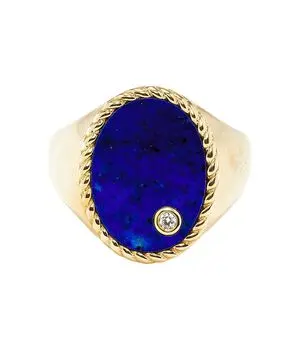 Yvonne Léon 9k Yellow Gold Lapis Signet Ring