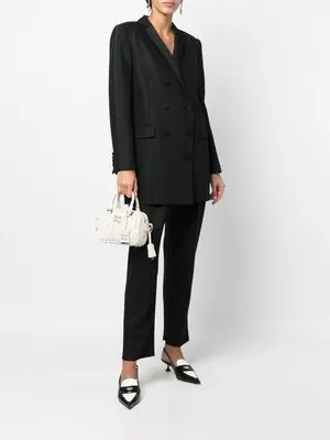 Miu Miu Matelassé Tote Bag With Logo Plaque - White