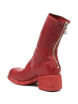 Guidi Rear-zip Horse Leather Boots - Red