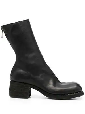 Guidi Rear-zip Leather Boots - Black