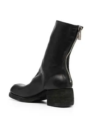 Guidi Rear-zip Leather Boots - Black