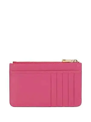 Dolce & Gabbana Dg-logo Embossed Zip-up Card Holder - Pink