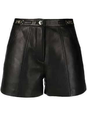 Maje Leather Logo Plaque Shorts