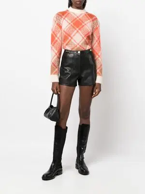 Maje Leather Logo Plaque Shorts
