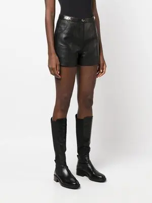 Maje Leather Logo Plaque Shorts
