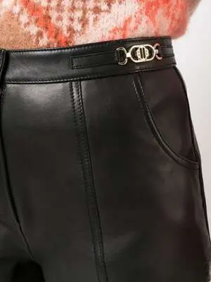 Maje Leather Logo Plaque Shorts