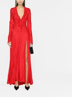 Philosophy Di Lorenzo Serafini Ruffled V-neck Gown