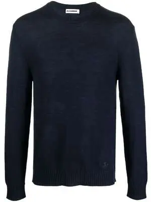 JIL SANDER Embroidered-logo Crew Neck Jumper - Blue
