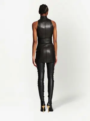 Balmain Zip-up Leather Mini Dress