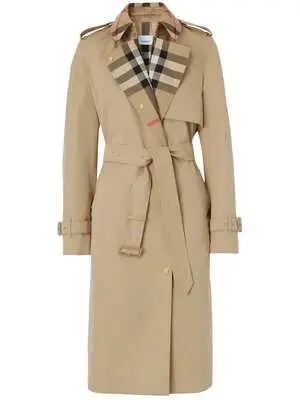 Burberry Check-panel Trench Coat - Neutrals
