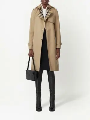Burberry Check-panel Trench Coat - Neutrals