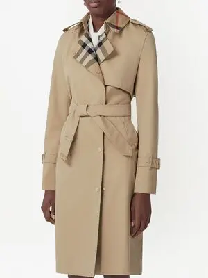 Burberry Check-panel Trench Coat - Neutrals