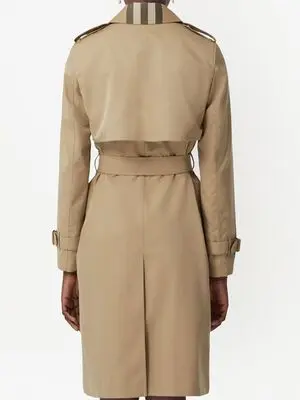Burberry Check-panel Trench Coat - Neutrals