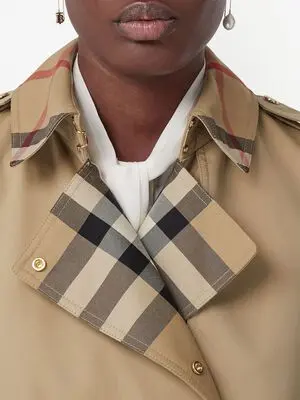 Burberry Check-panel Trench Coat - Neutrals
