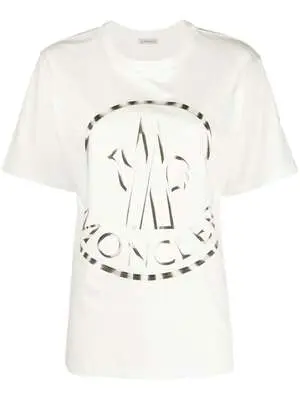 Moncler Bi-colour Logo-print T-shirt - White