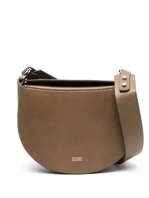 Closed Half-round Embossed-logo Shoulder Bag