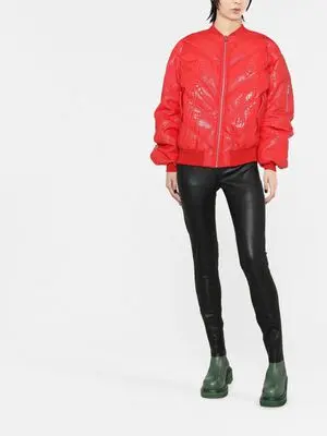 Remain Birger Christensen Crocodile-embossed Padded Bomber Jacket