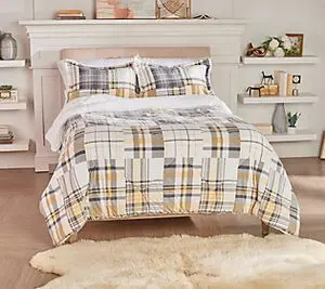 BERKSHIRE BLANKET Berkshire Sebastian Plaid Cozy Reversible Full Comforter Set - One-color