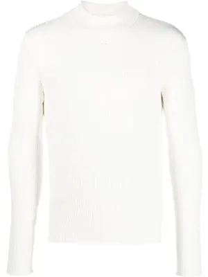COURREGES Ribbed-knit Logo Patch Jumper - White