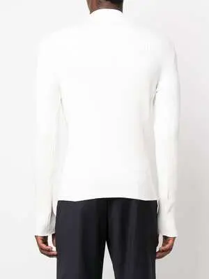 COURREGES Ribbed-knit Logo Patch Jumper - White