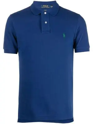 Polo Ralph Lauren Logo-embroidered Cotton Polo Shirt - Blue
